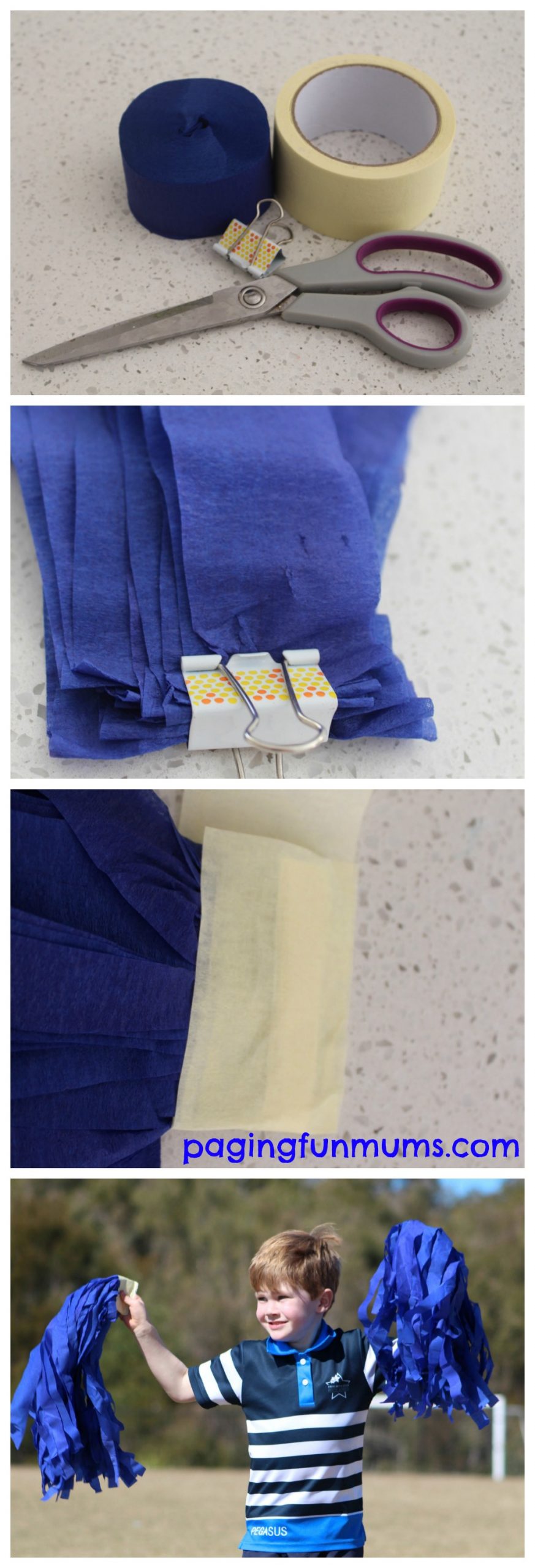 5 Minute Pom Poms for Sports Day - Paging Fun Mums